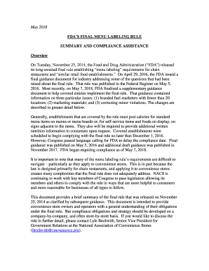 Fillable Online Fact Sheet: FDA's Implementation of Menu Labeling ...