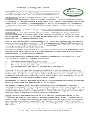 Fillable Online Momentum Counselling Contract Template Free Download ...