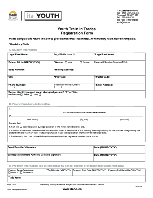 Fillable Online Youth Train in Trades Registration Form Fax Email Print ...
