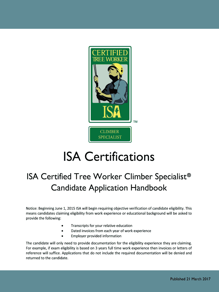 Fillable Online ISA Certified Arborist Application Guide ...