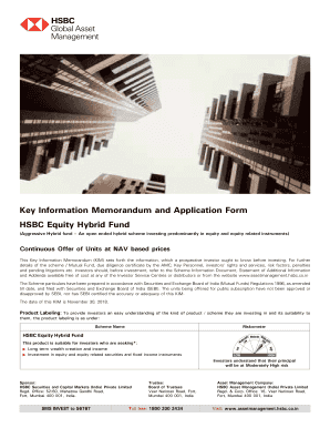Fillable Online Key Information Memorandum and Application Form for HSBC Equity Hybrid Fund. Key ...