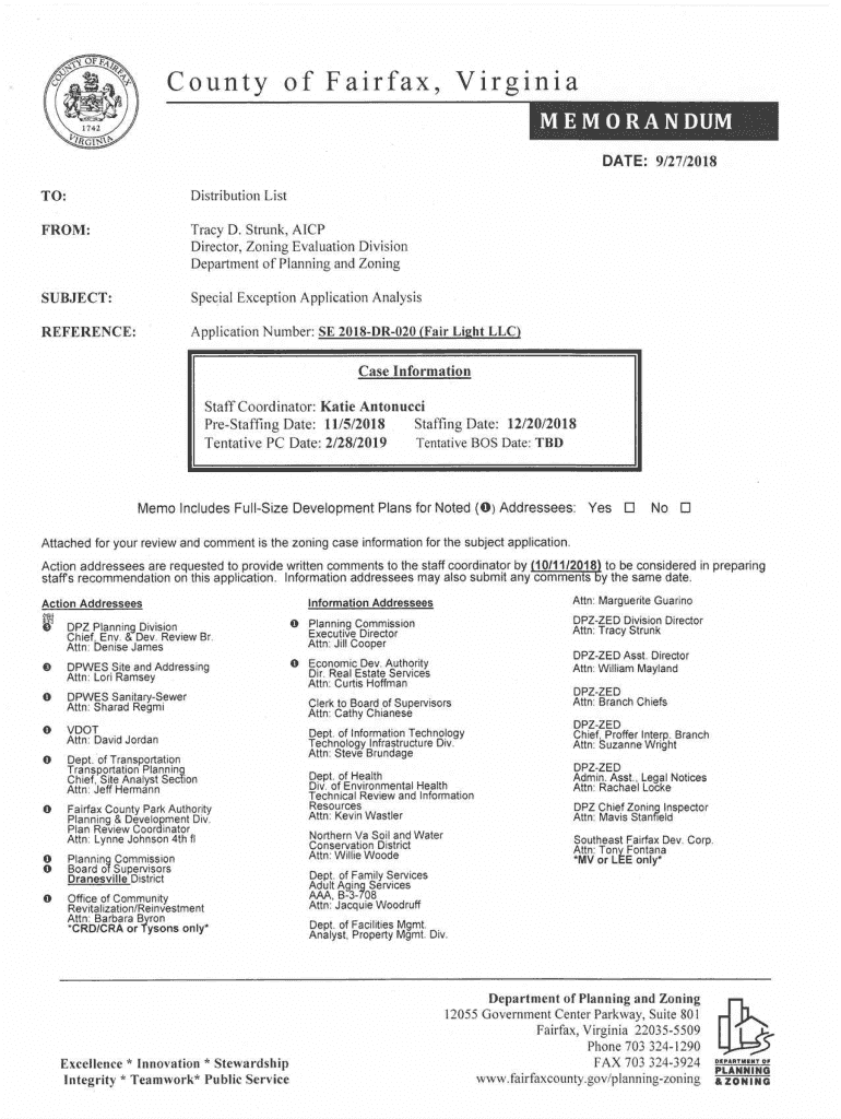 Fillable Online ldsnet fairfaxcounty REFERENCE:Application Number: SE 2018-DR-020 (Fair Light ...