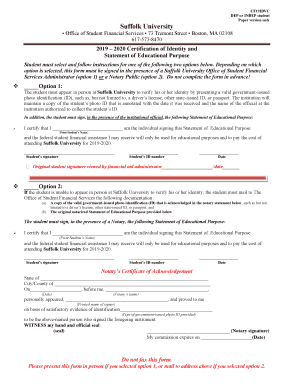 Fillable Online 20192020 Certification of Identity and Statement of ...
