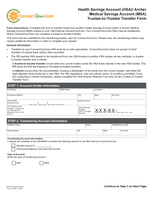 Fillable Online Health Savings Account Transfer Request Form ...