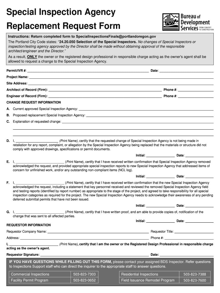 Fillable Online Special Inspection Agency Fax Email Print - pdfFiller