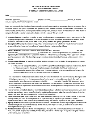 Fillable Online EXCLUSIVE BUYER/TENANT REPRESENTATION AGREEMENT - Ocean ...