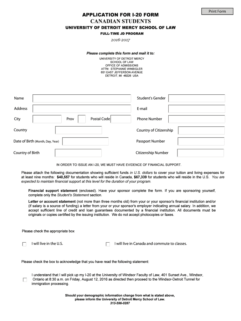 Fillable Online law udmercy Visa Application and Financial Support ...