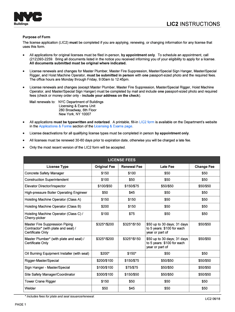Fillable Online Nyc Lic2 Form - Fill Online, Printable, Fillable ...