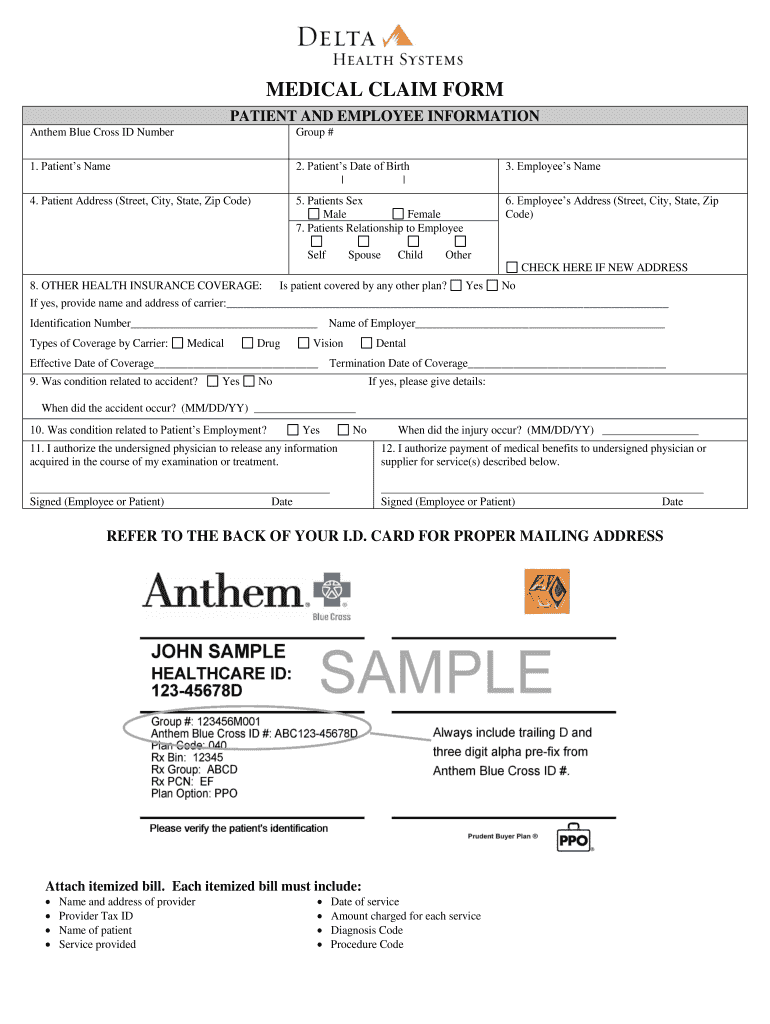 Fillable Online Anthem Blue Cross ID Number Fax Email Print - pdfFiller