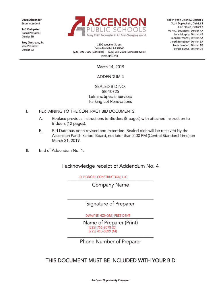 Fillable Online Ascension Parish School Board recognized during School ...