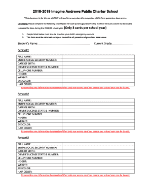 Fillable Online 2019-2020 Base Access Form for FamiliesImagine Andrews ...