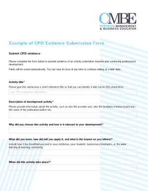 Fillable Online Example of CPD Evidence Submission Form - charteredabs ...