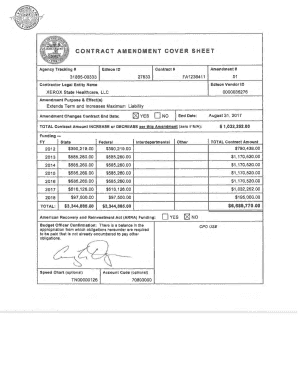 Fillable Online ill CONTRACT AMENDMENT COVER SHEET Fax Email Print ...