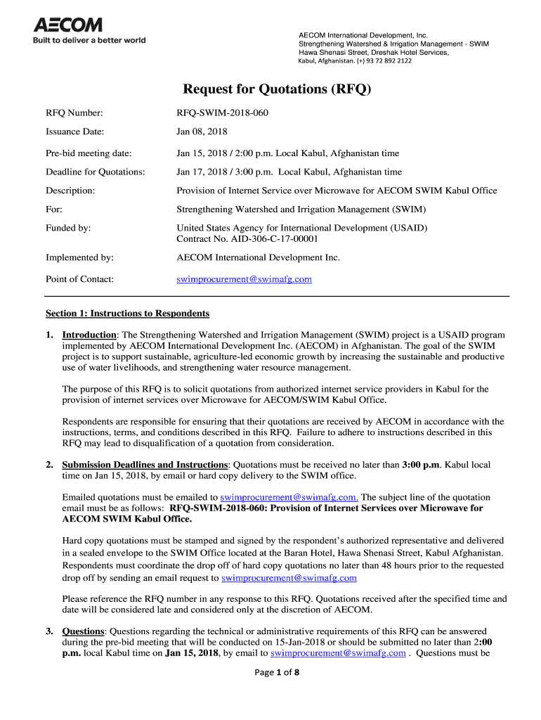 Acbar Rfq - Fill Online, Printable, Fillable, Blank | pdfFiller