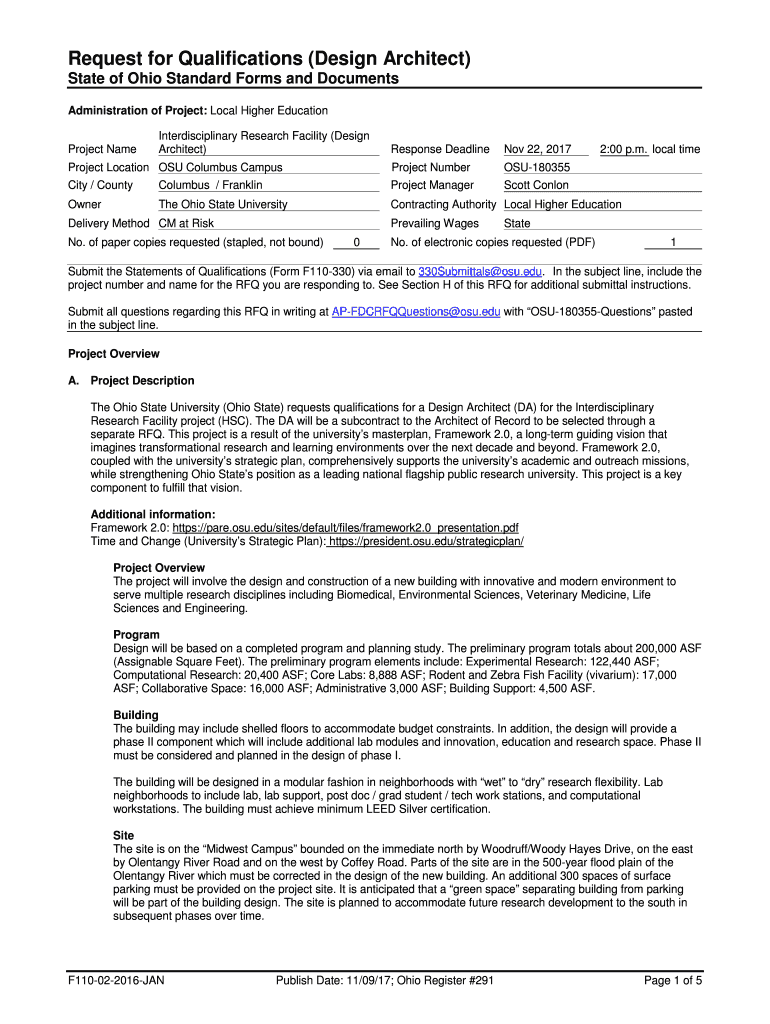 Fillable Online RFQ Question and Answer List - Ohio Facilities Construction ... Fax Email Print ...