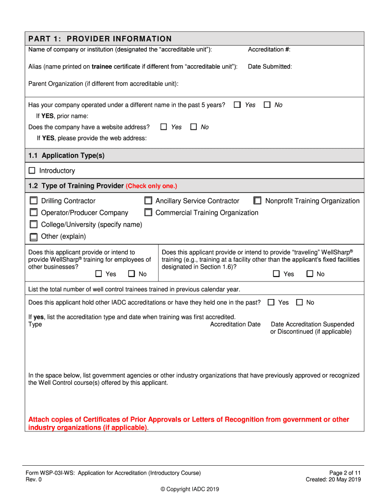 Fillable Online Well Control Courses - IADC, IWCF, crew training, kick ...