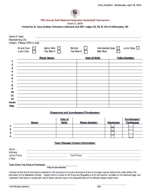 Fillable Online 2018 Basketball Entry Form and Rules - Final.docx Fax ...