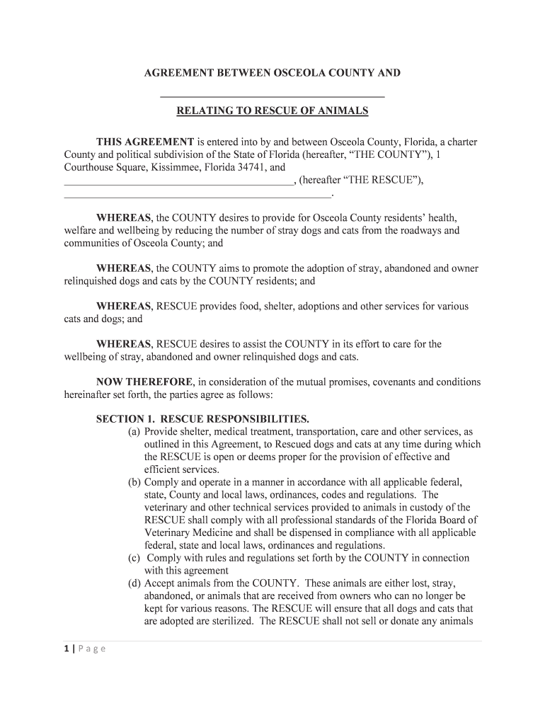 Fillable Online Rescue Agreement Amended. Rescue partner agreement Fax ...