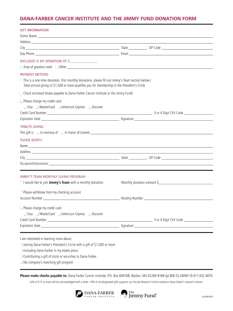 Fillable Online dana-farber cancer institute and the jimmy fund ...