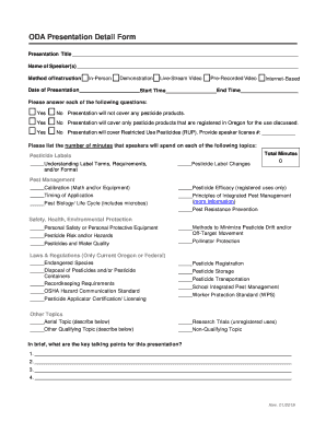 Fillable Online ODA Presentation Detail Form Fax Email Print - pdfFiller