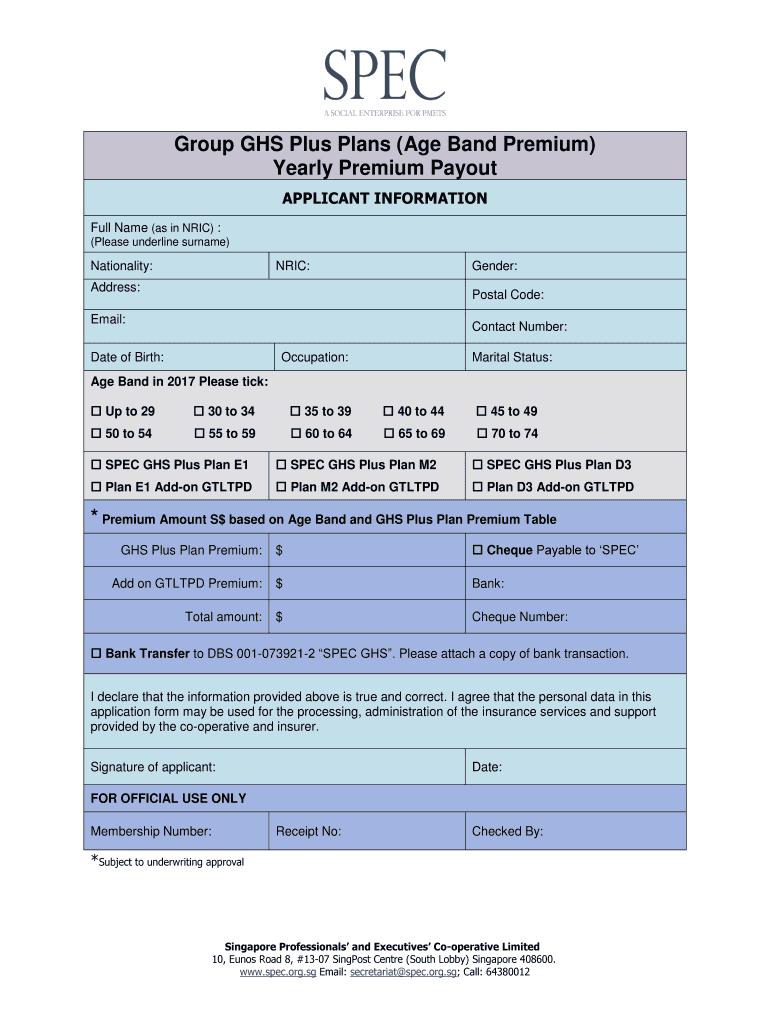 Fillable Online shri org GHS Plus Application Form Fax Email Print ...