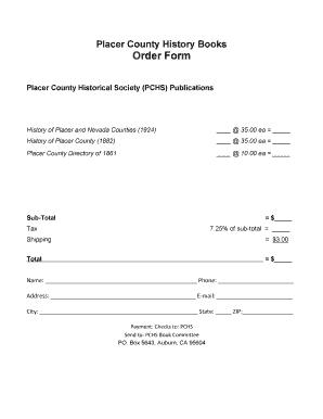 Fillable Online Placer County History Books Order Form Fax Email Print - pdfFiller