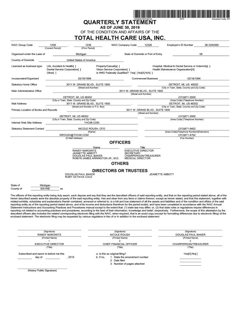 Fillable Online NAIC Annual and Quarterly Financial Statement Fililng ...