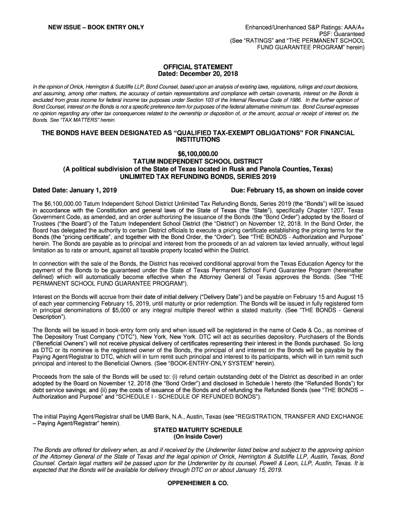 Fillable Online emma msrb Texas Permanent School Fund Disclosure ...