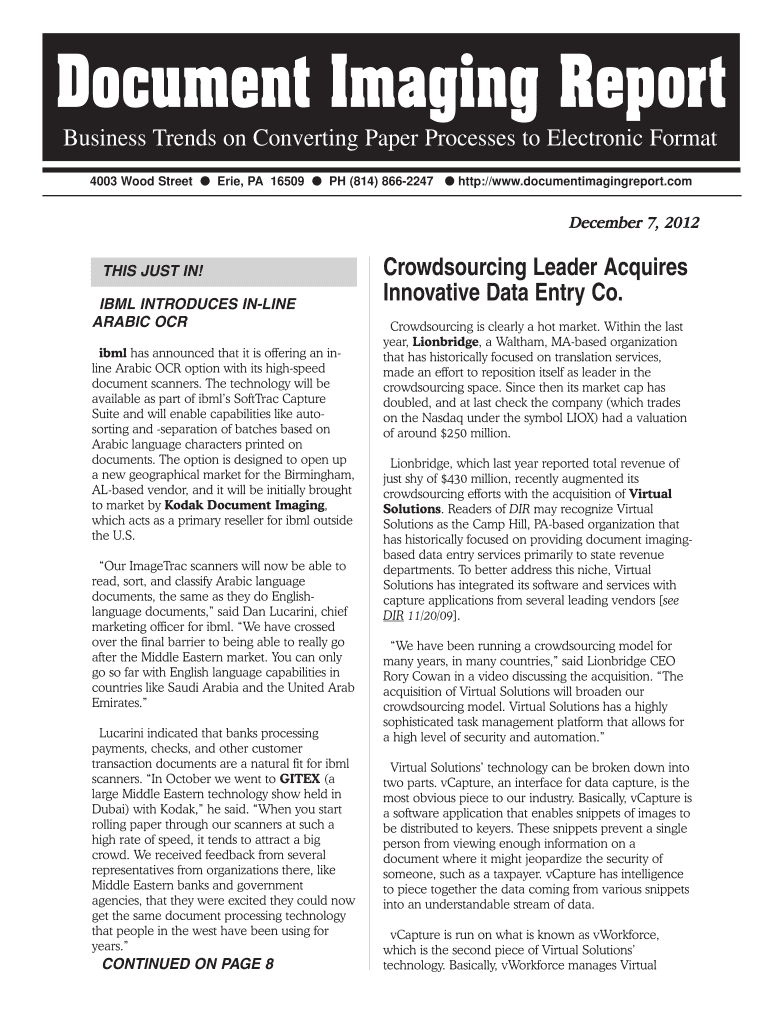 Fillable Online Document Imaging Report - DocPoint Solutions Fax Email Print - pdfFiller