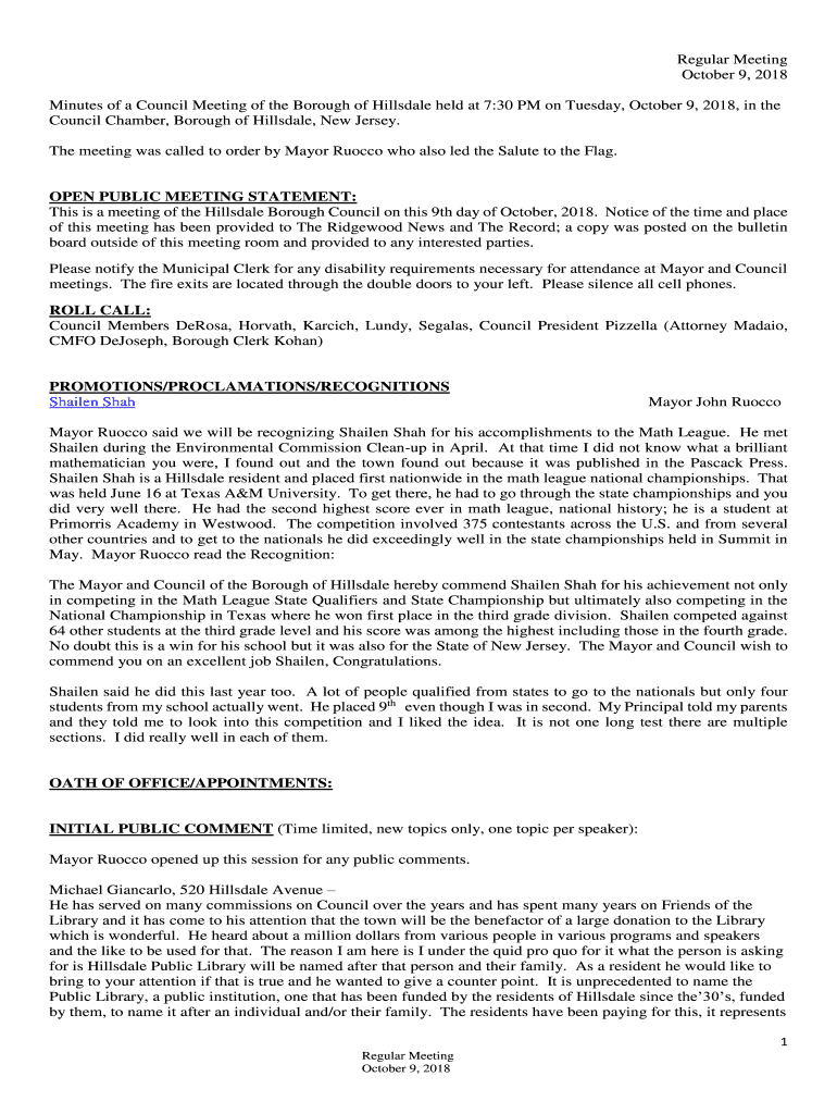Fillable Online Calendar - Paramus Borough, NJ Fax Email Print - pdfFiller