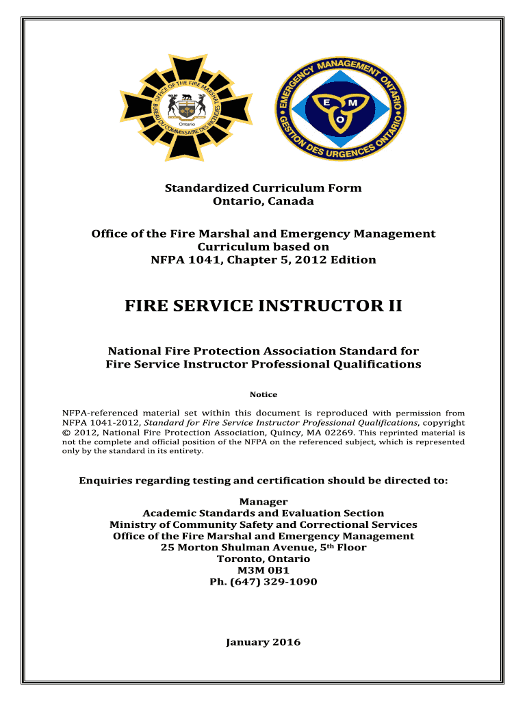 Fillable Online NFPA 1041: Standard for Fire and Emergency Services ...