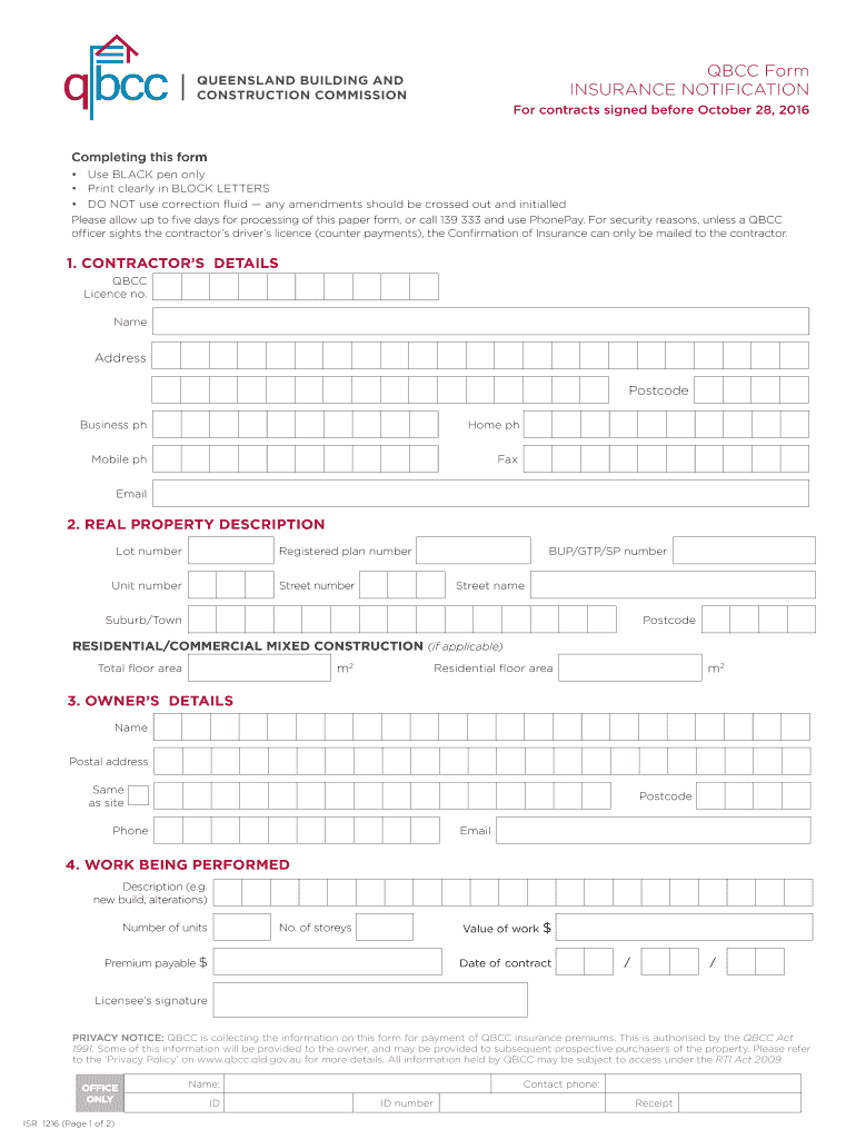 Fillable Online Forms Queensland Building and Construction ... - QBCC ...