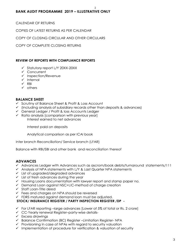 Fillable Online Long Form Audit Report In Case of Bank Branches - NIRC ...