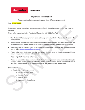 Fillable Online General tenancy agreement (Form 18a)Residential ... Fax Email Print - pdfFiller