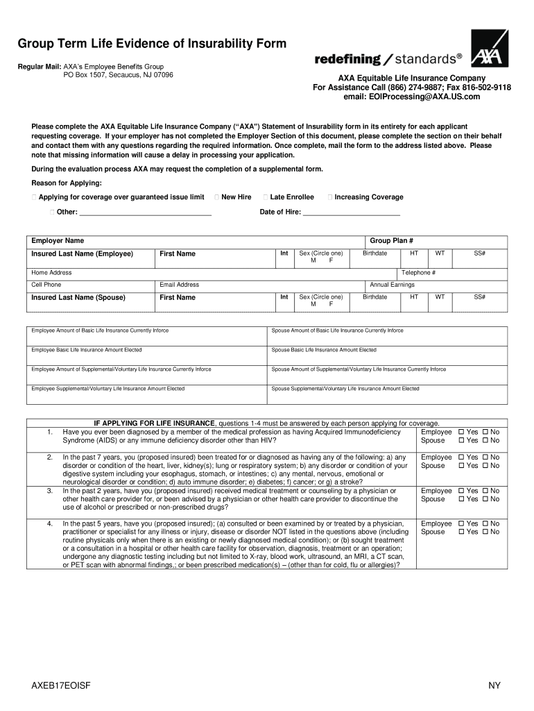 Fillable Online Employer Group Benefits Coverage Information - the ...