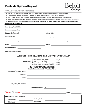 Fillable Online Diploma Request Form.docx Fax Email Print - pdfFiller