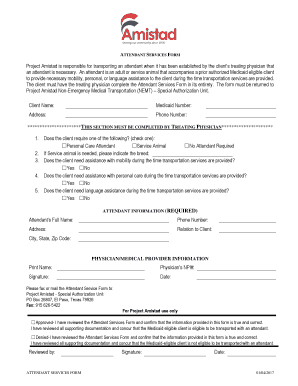 Fillable Online Attendant SERVICE FORM Fill Online, Printable, Fillable ...