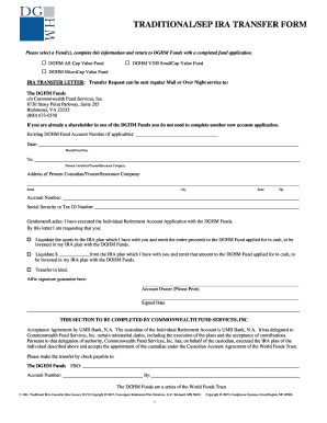 Fillable Online traditional/sep ira transfer form - The World Funds ...