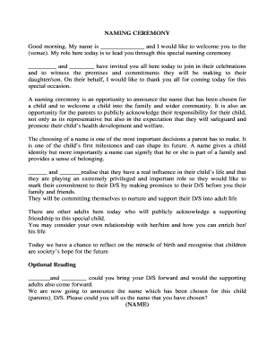 Fillable Online Naming Ceremony. Naming Children Ceremony Fax Email ...