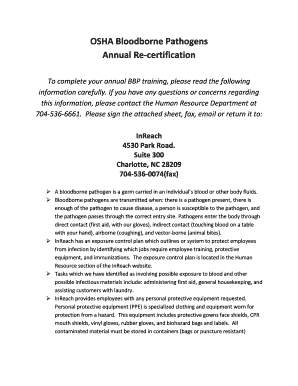 Fillable Online Annual BBP training requirement for employees who have ...