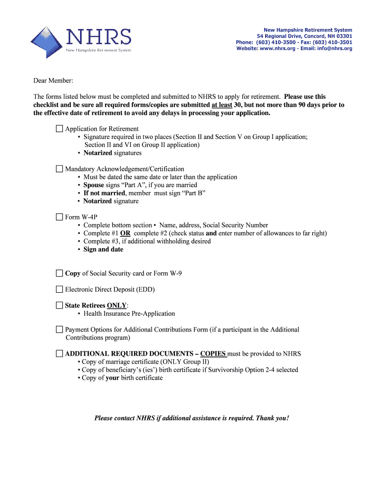 Fillable Online Retiree Checklist Packet Letter Fax Email Print - pdfFiller