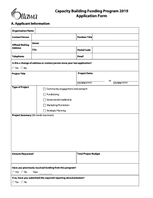 Fillable Online Capacity Building Funding Program 2019 Application Form ...