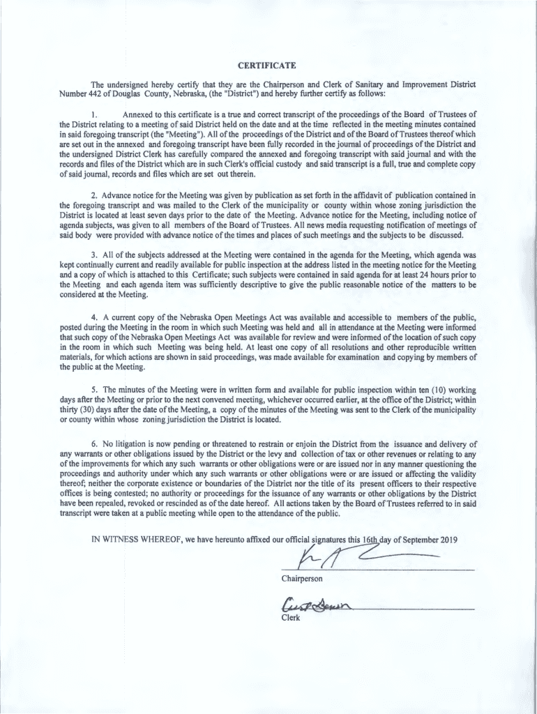 Fillable Online CERTIFICATE The undersigned hereby certify that they ...