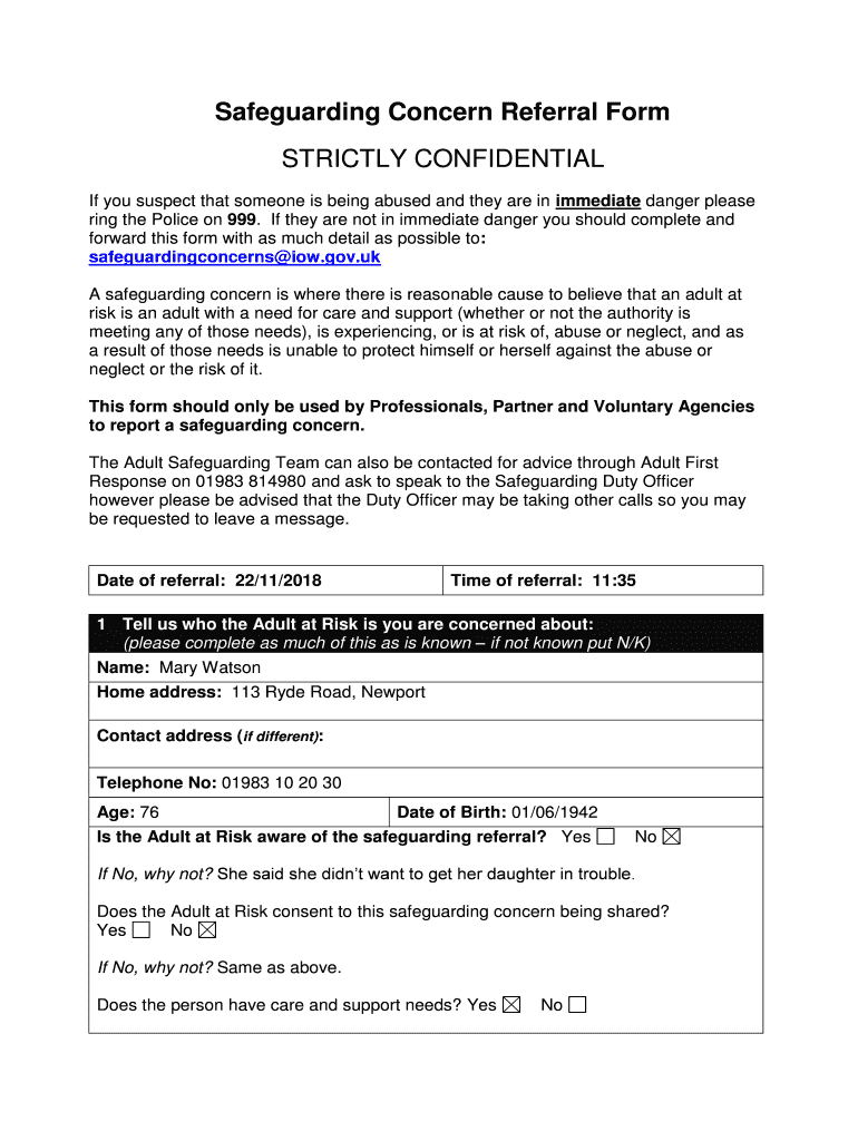 Fillable Online Adult At Risk Alert/Referral Form Fax Email Print ...