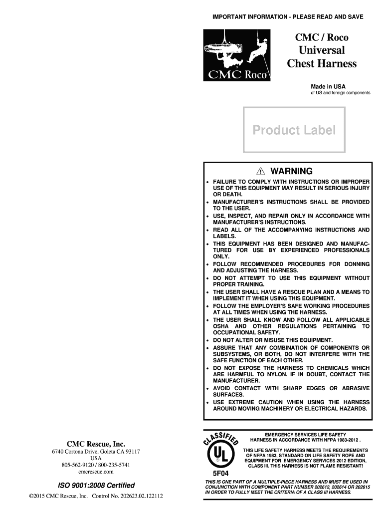 Fillable Online 202623.02.122112 - CMC Roco Chest Harness - CMC Rescue ...