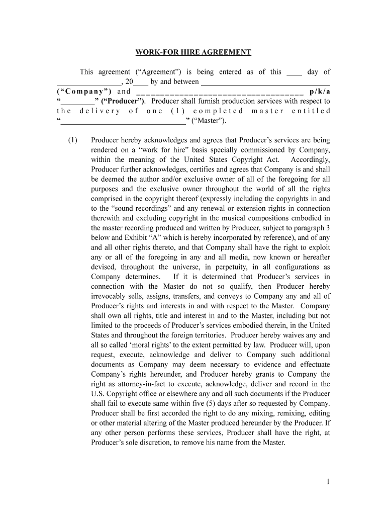 Fillable Online Work-for-Hire-Template Fax Email Print - pdfFiller