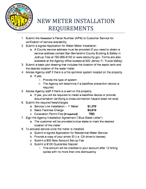 Fillable Online NEW METER INSTALLATION Fax Email Print - pdfFiller