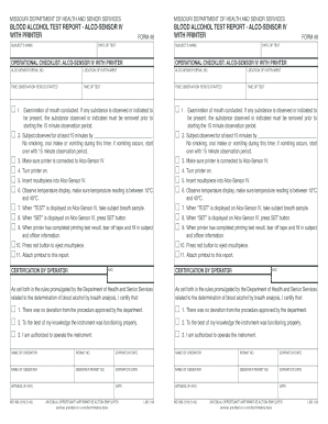 Fillable Online health mo alco-sensor iv with printer blood alcohol ...