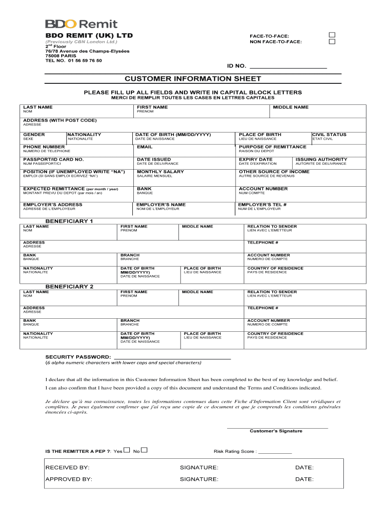 Bdo Remit Uk - Fill Online, Printable, Fillable, Blank | pdfFiller