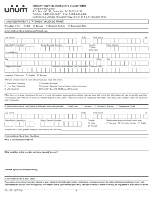 Fillable Online GROUP HOSPITAL INDEMNITY CLAIM FORM Fill Online ...